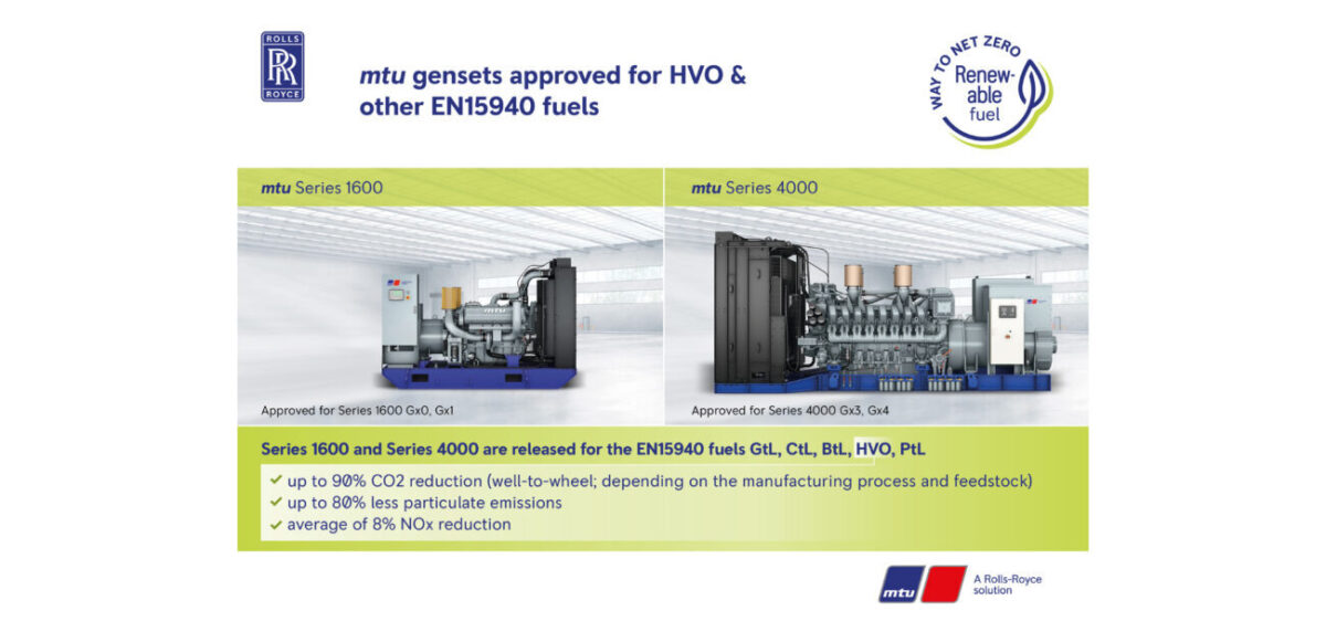 Rolls-Royce’s mtu gensets approved for use with sustainable fuels ...